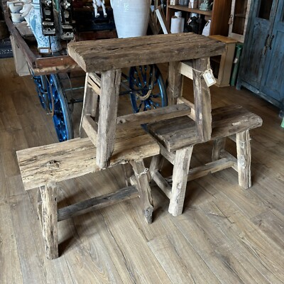 Vintage 2ft Wooden Bench - Large Rustic Wooden Stool - Hallway Bench ...
