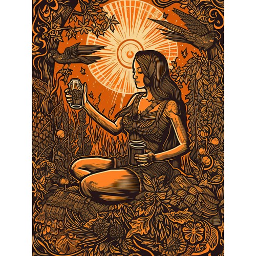 Harvest Ritual Libations Modern Pagan Illustration Huge Wall Art Print ...