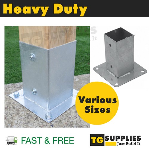 Heavy Duty Galvanised Bolt Down Post Support Square Post Bracket Post ...