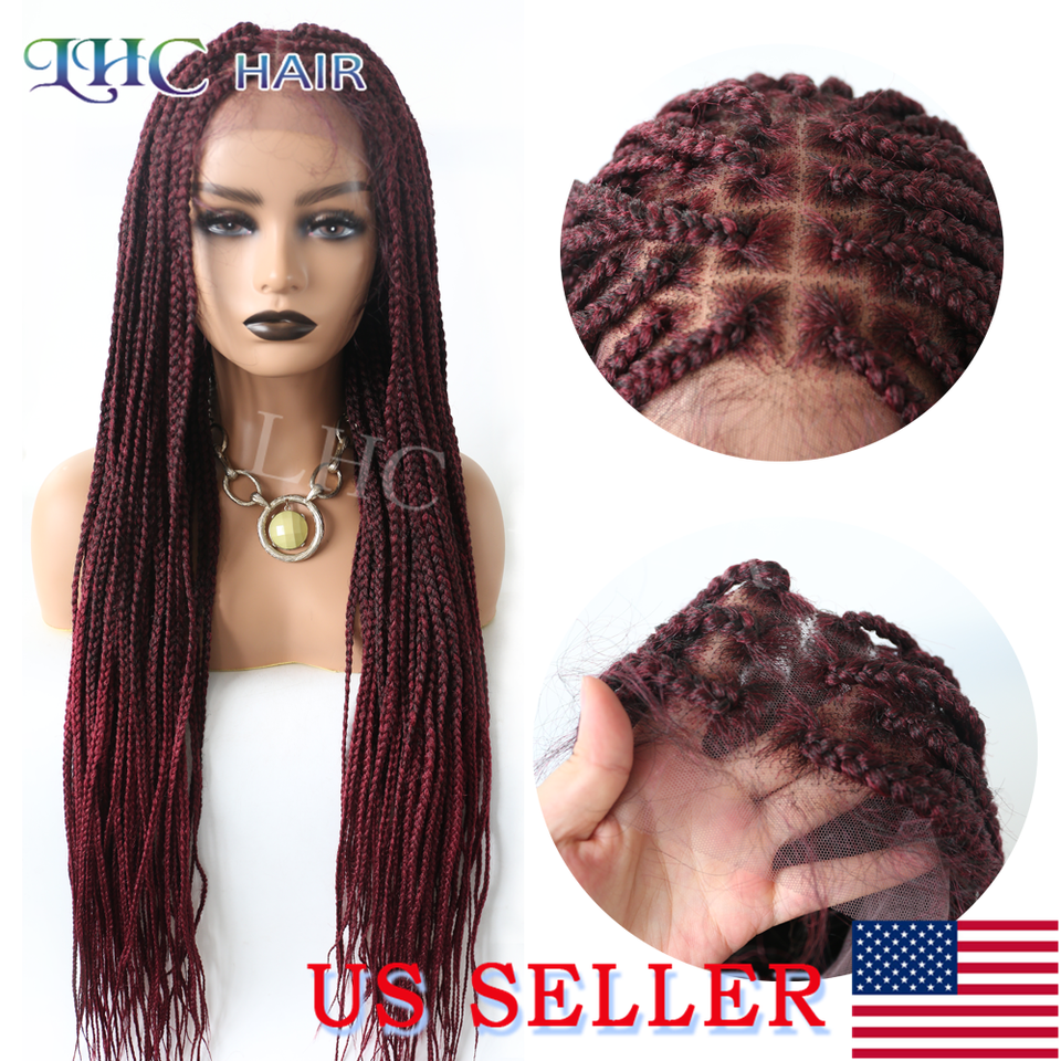 Swiss Lace Front Afro Box Braided Wig For Black Women Synthetic ...