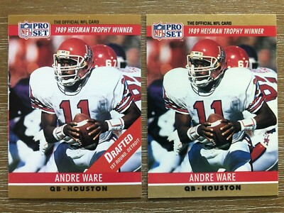 (2) 1990 Pro Set ANDRE WARE Houston Drafted Stripe Variation Error ...