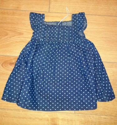 New Baby Girl Soft Indigo Denim Cap Sleeve Dress Age 0-3 Months | eBay