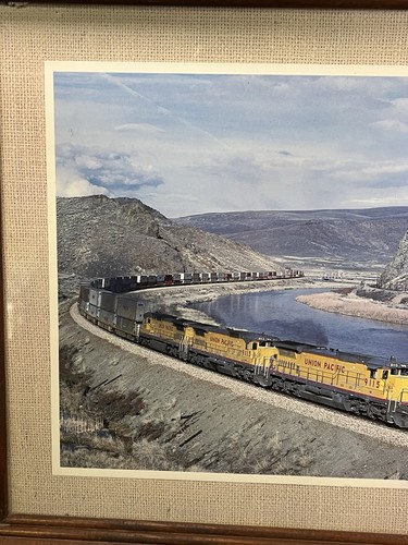 vintage Union Pacific Railroad freight train Print "Containers on the ...