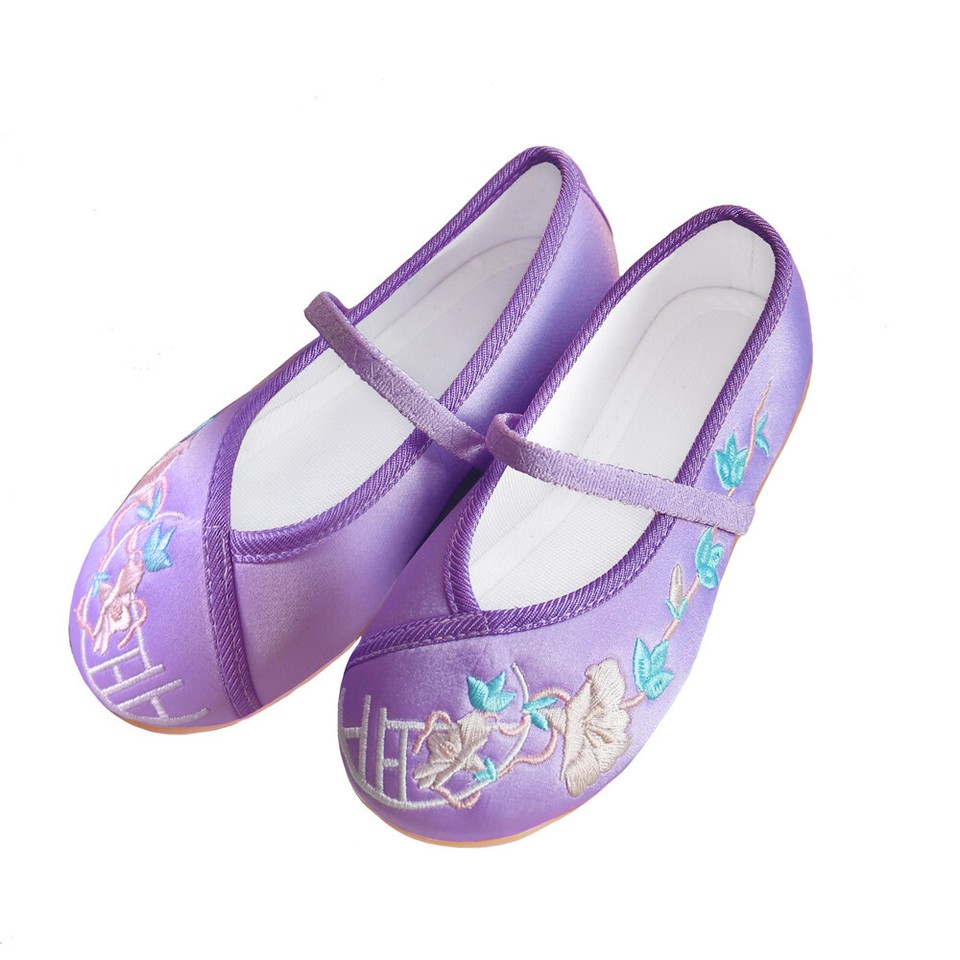 Handmade Kids Girls Chinese Casual Vintage Shoes Floral Embroidered ...