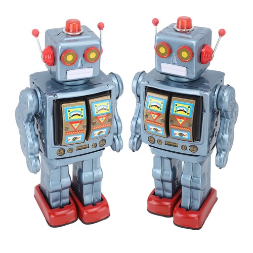 Retro Metal Tin Robot Toy Electric Rotating Figures Model Walking ...
