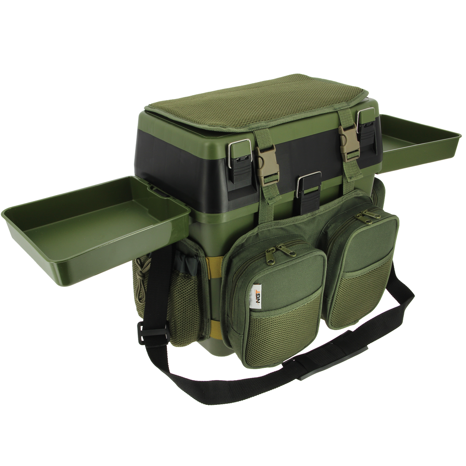 NGT Fishing Seat Box With Rucksack Sea Coarse Carp Fishing Tackle Box ...
