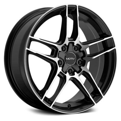 18 inch 18x7.5 Motiv 434MB Matic BLACK MACHINED wheels rims 5x4.5 5x114 ...