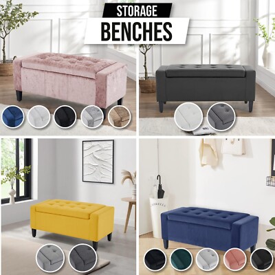 Large Ottoman Storage Box Folding Upholstered Pouffe Storage Bench ...