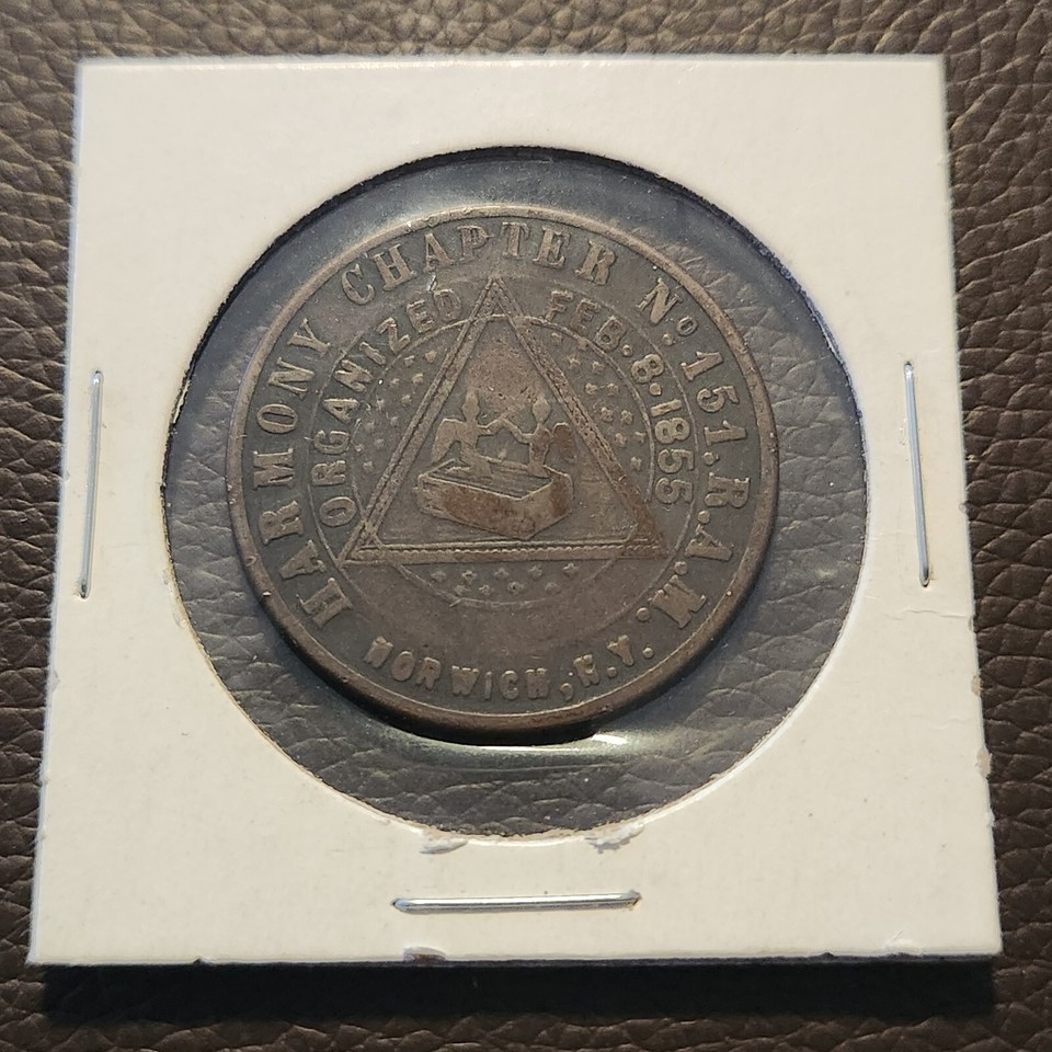 Rare Masonic Copper Penny Harmony Chapter RAM Ch. 151 Norwich NY ...