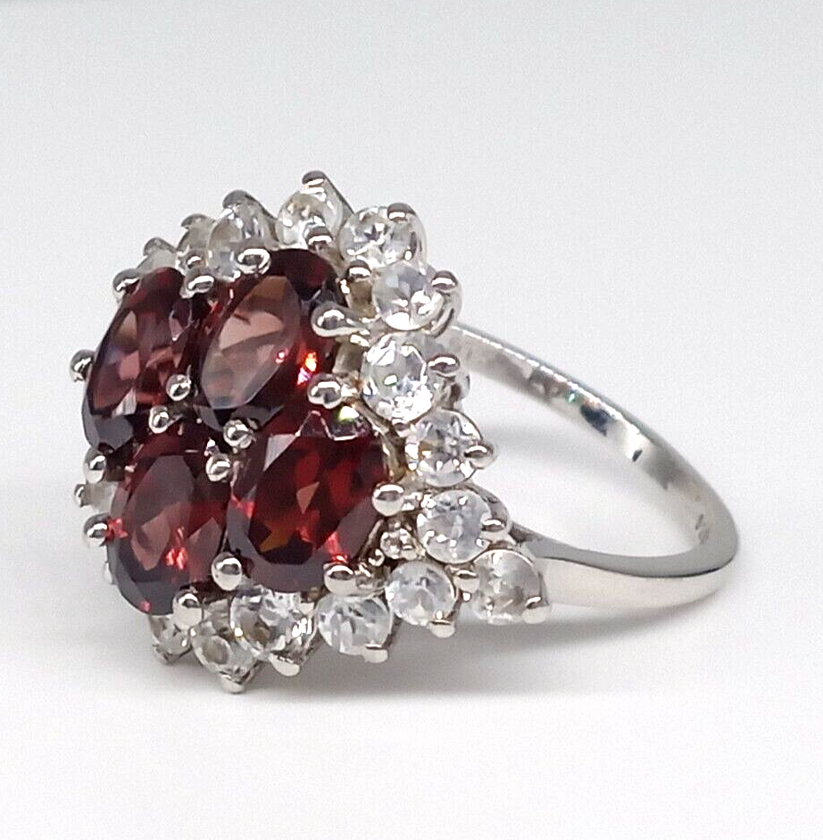 Chuck Clemency Garnet Quartz CZ Gemstone Ring STS 925 Sterling Silver ...