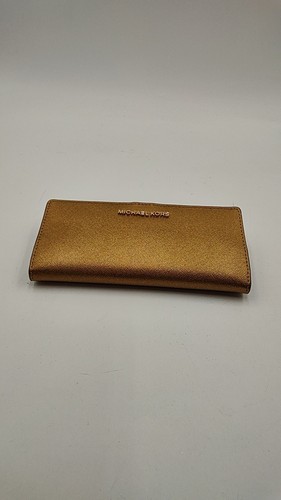 Michael Kors Women Md Flt Slm Bfld Wlt Old Wallet Gold OS | eBay