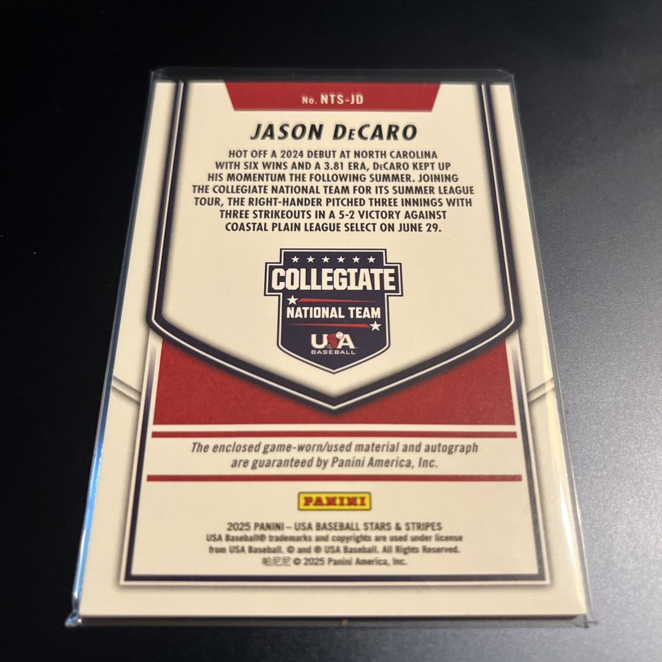 2025 Panini Stars & Stripes Jason DeCaro Game-Used Relic Auto - #'d 072 ...