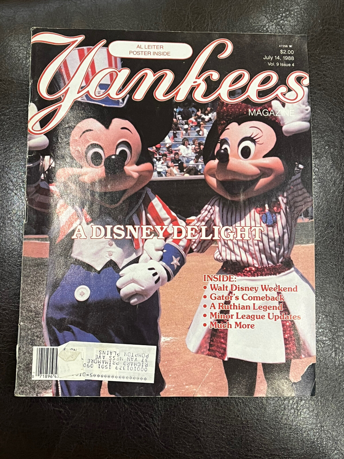 1988 New York Yankees Magazine A Disney Delight Al Leiter Poster 7/14 ...