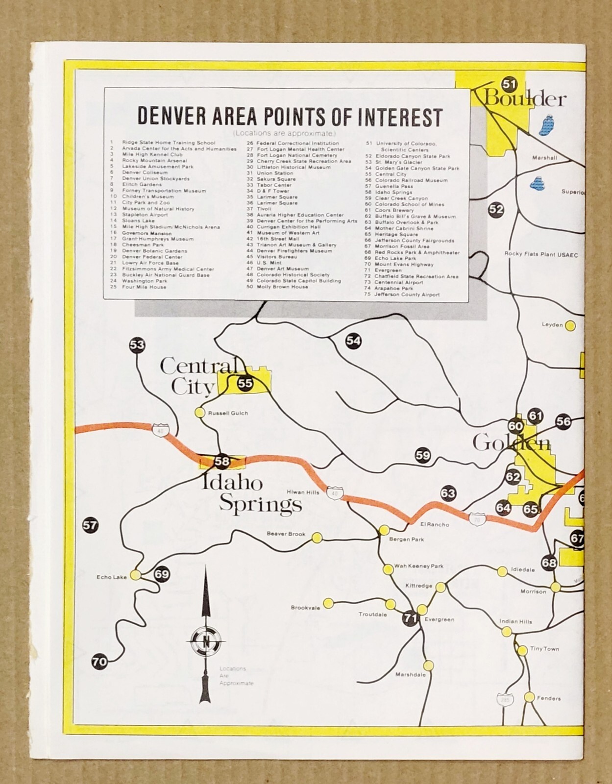 Vintage DENVER City Map 1987 Colorado Points of Interest Fold-out | eBay