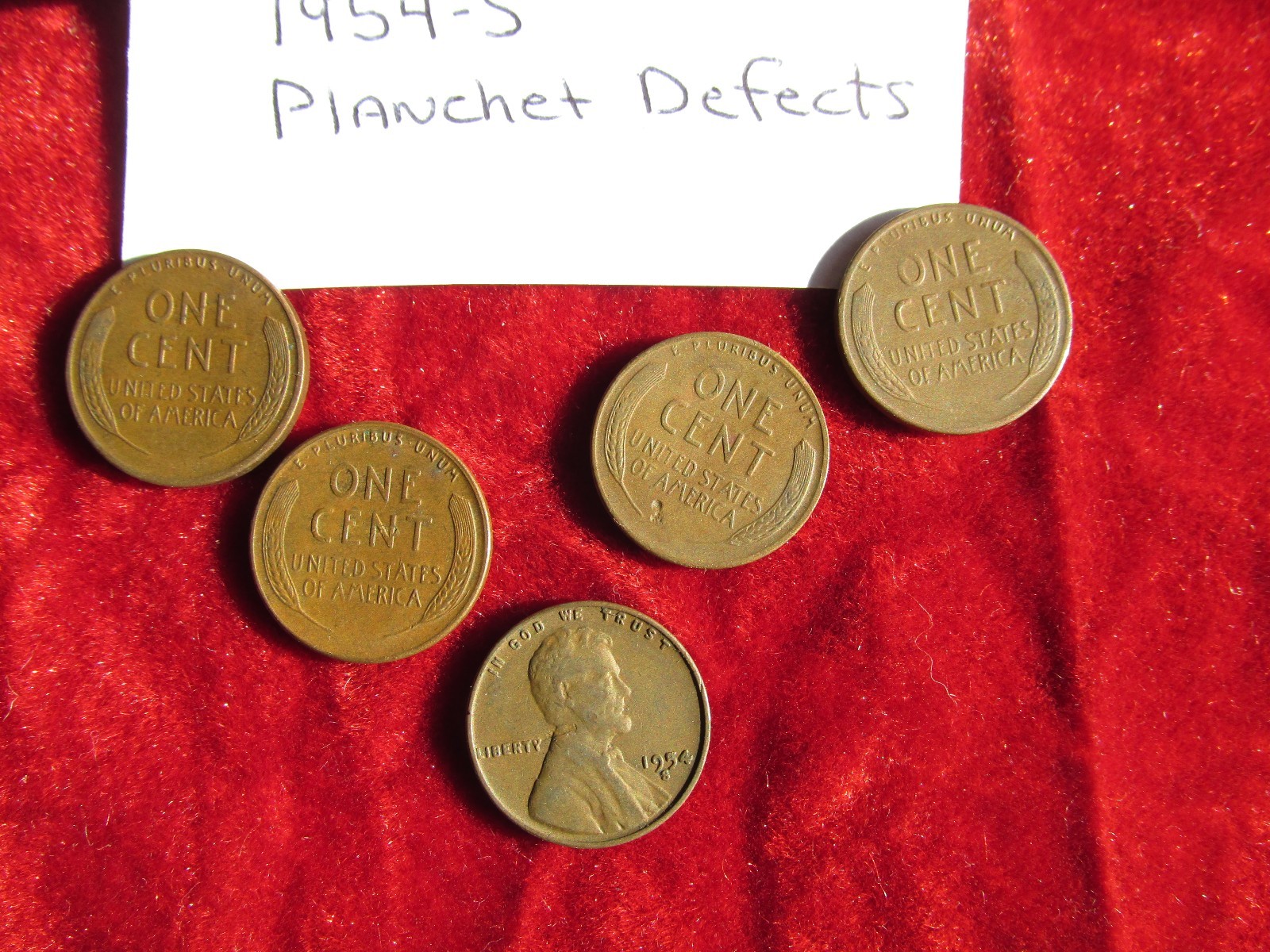 1954 S Lincoln Cent Roll Error coins Planchet Defects 50 Circulated ...