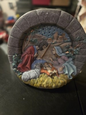 Nativity Scene Plate Wall Decoration Christmas Religious Baby Jesus ...
