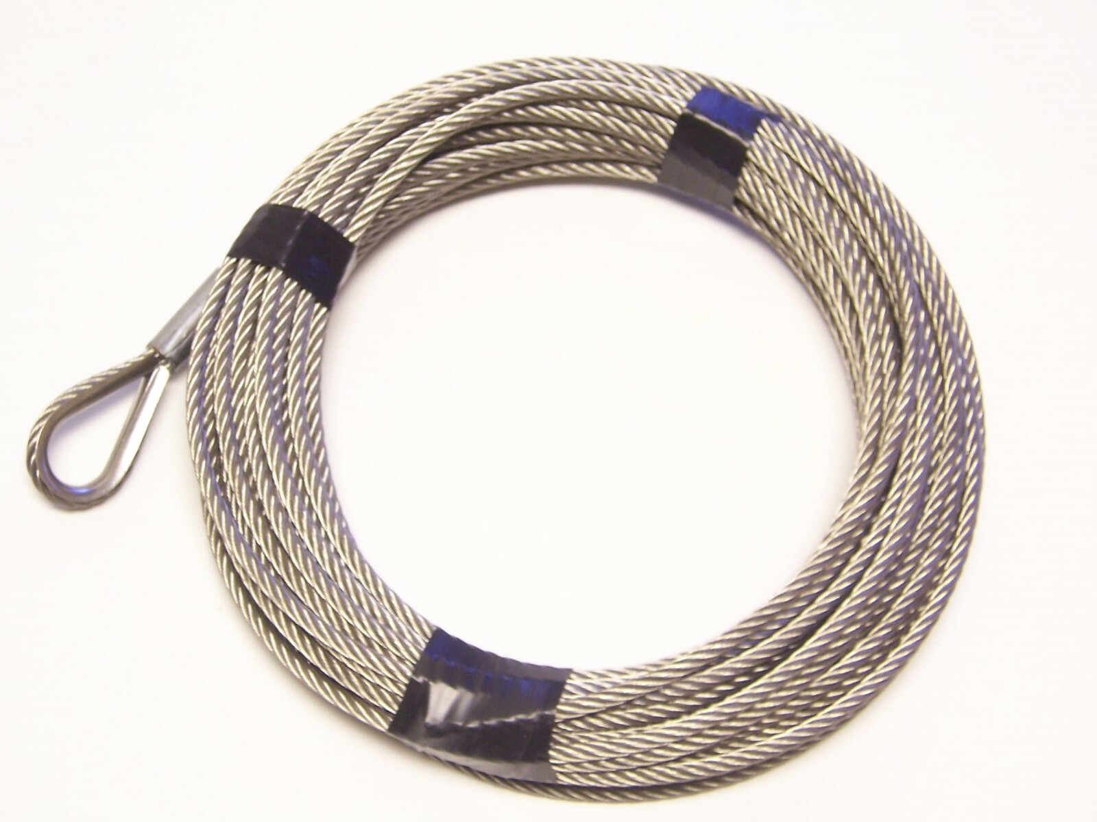 3/16" x 25 ft Stainless Steel Winch Cable, SS Thimble & ZP Copper ...