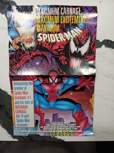 1993 SPIDER-MAN MAXIMUM CARNAGE PROMO POSTER MARVEL FREE SHIPPING! T296 ...