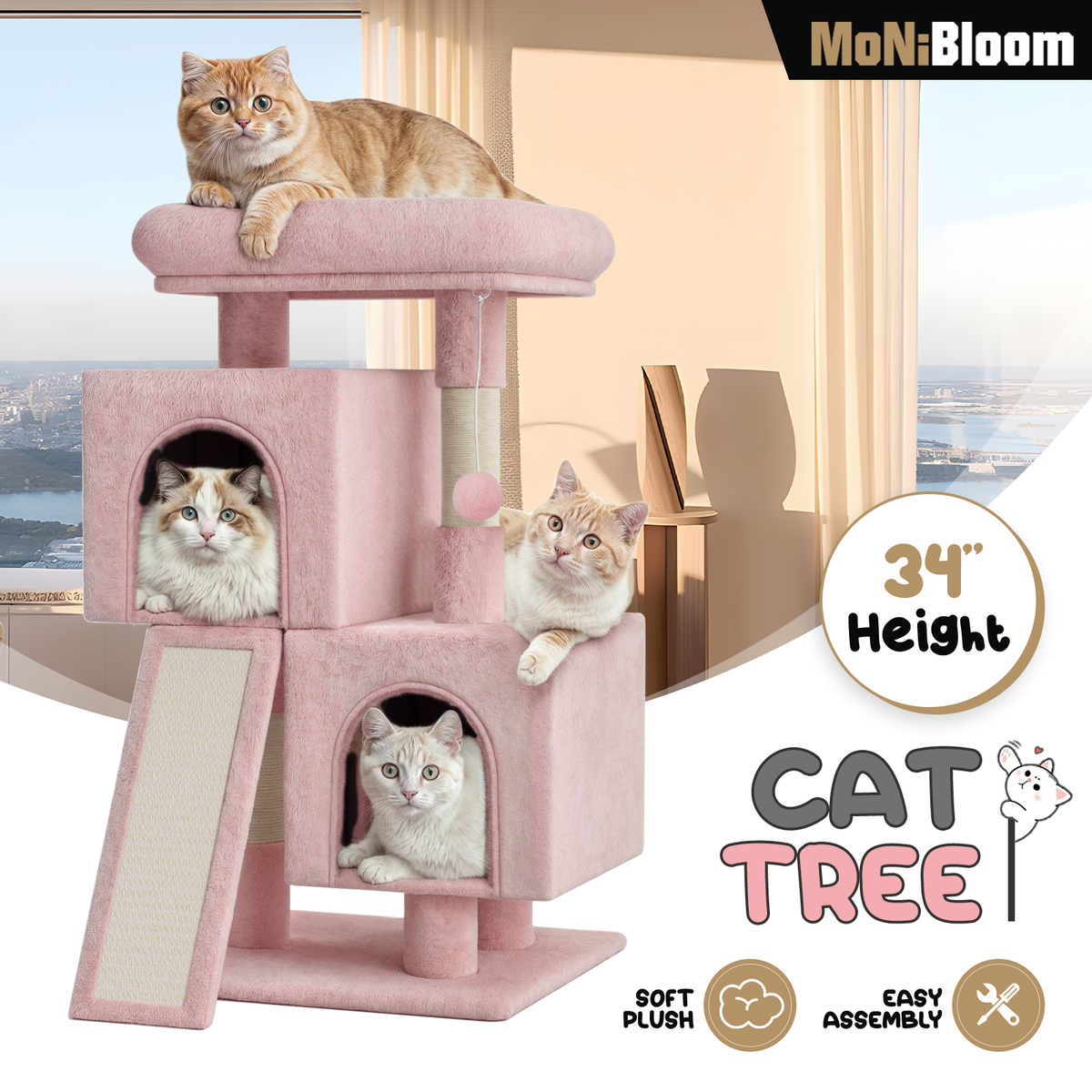 Easy Cat Towers VOUNOT Cat Tree Tower With Space Capsule, Multi Level