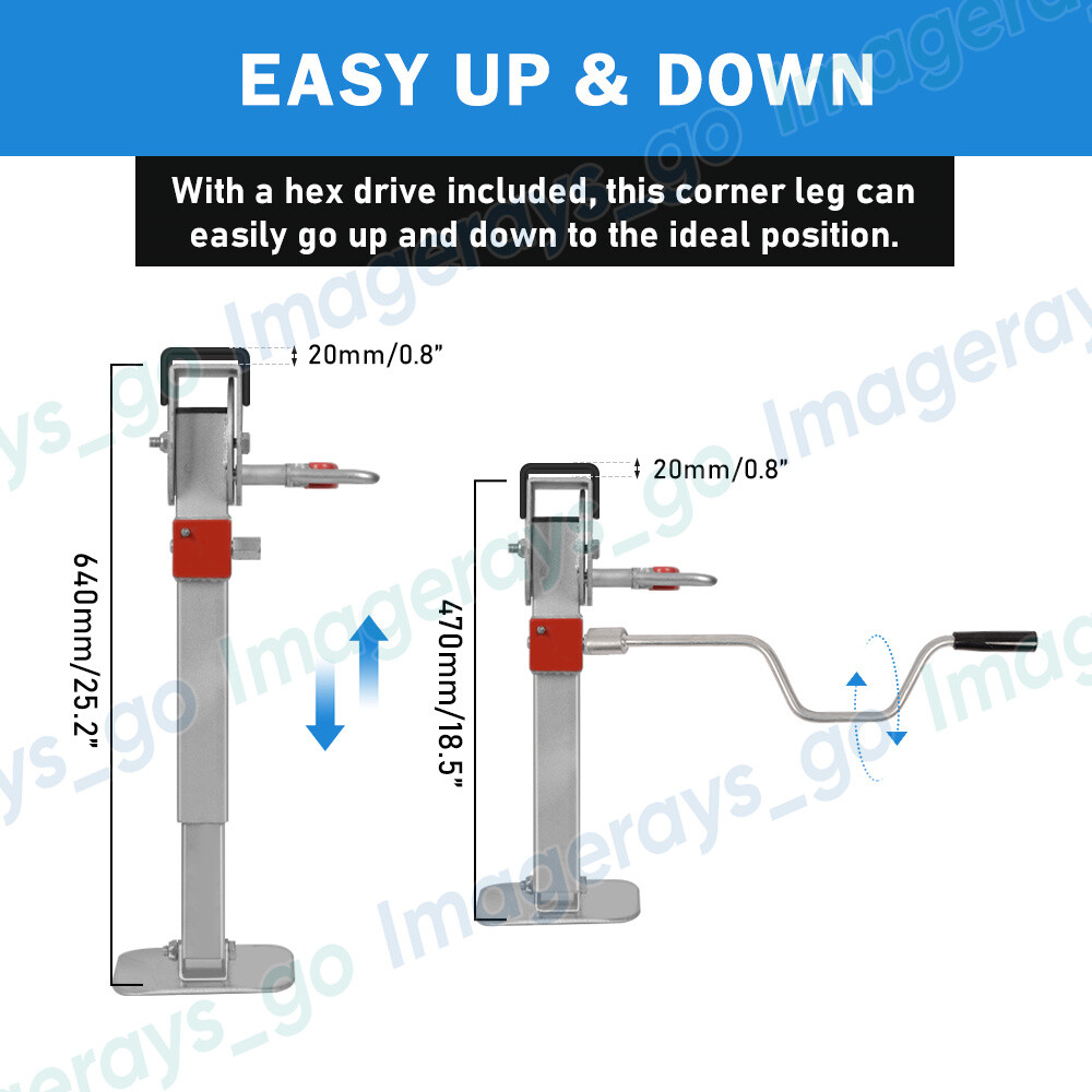 2X 470mm-660mm Drop Down Corner Steadies Stabilizer Legs Caravan Camper ...