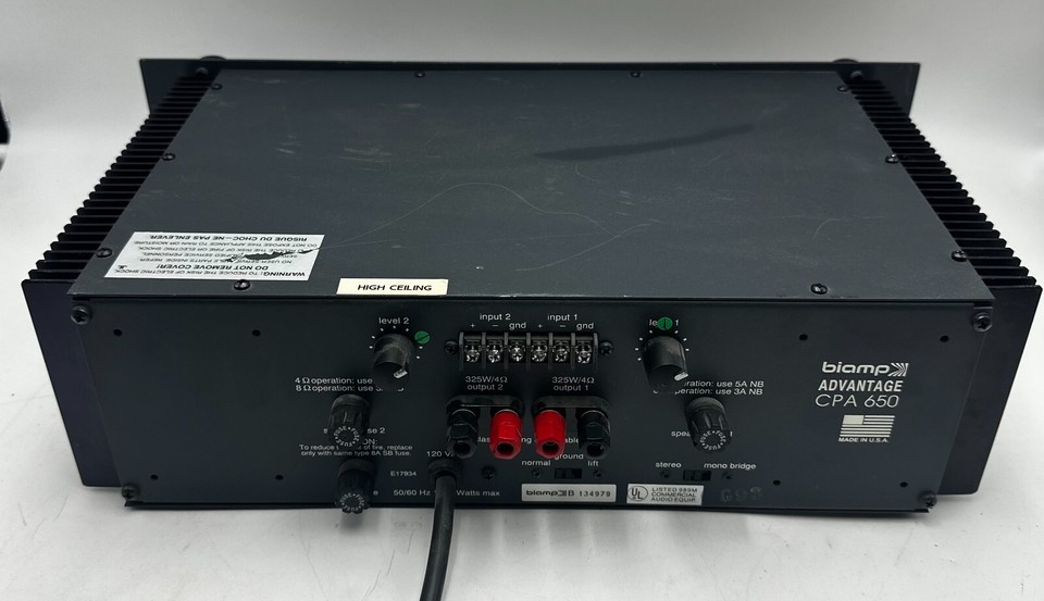 BIAMP CPA 650 Commercial Professional Power Amplifier 650 WATT-Preowned ...