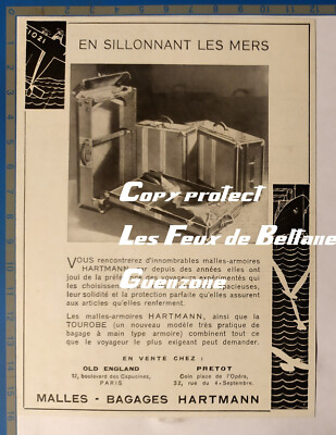 MALLES BAGAGES HARTMANN TOUROBE publicité 1931 advert | eBay