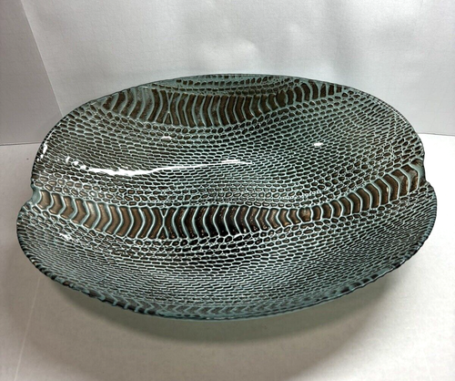 Verdici Design "Snake Skin" Reverse Painted Teal & Brown Oval Glass ...