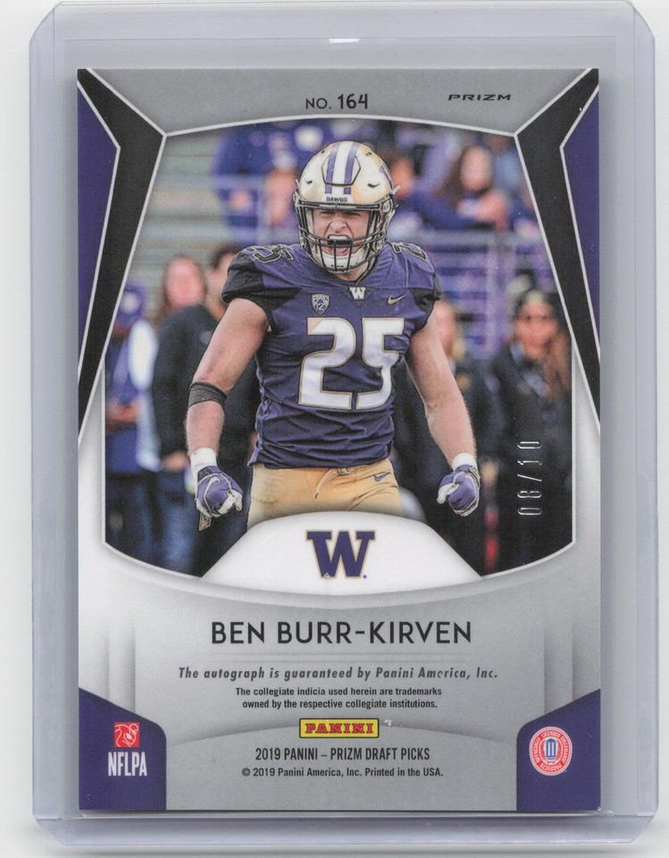 2019 Panini Prizm Draft Picks #164 Ben Burr-Kirven Gold Auto #/10 | eBay