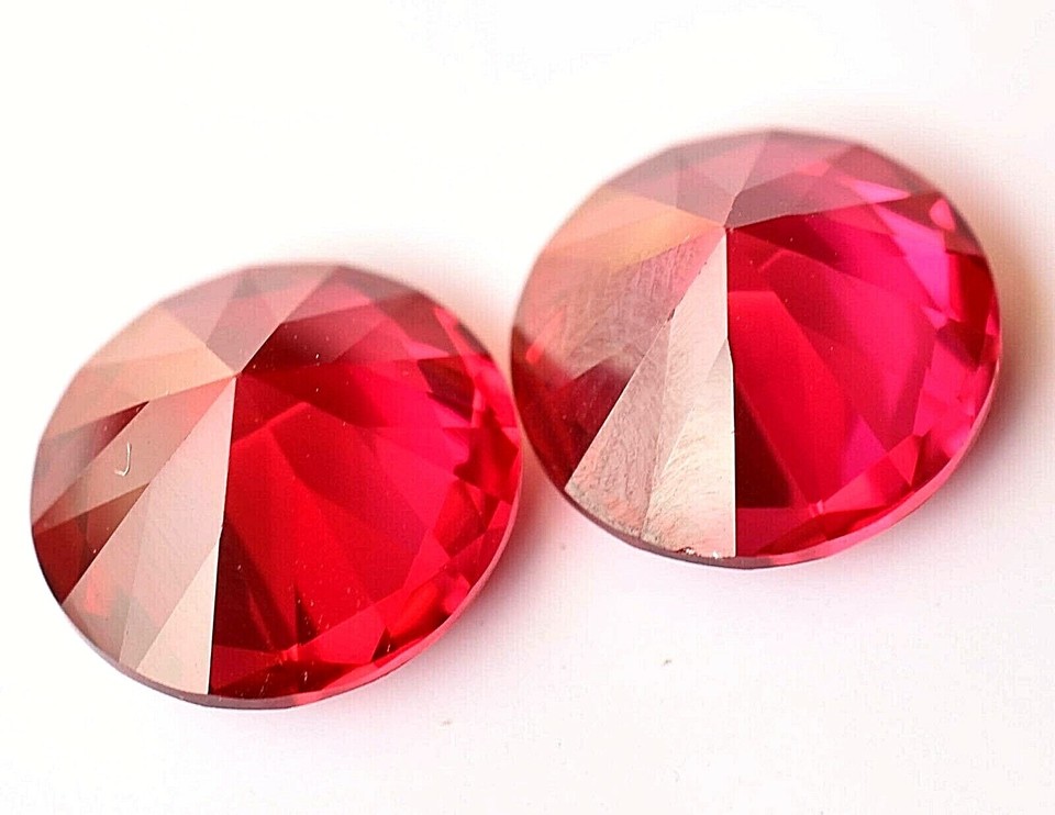 Pair Natural Red Ruby Round 12.00 mm Certified Treated Loose Gemstone ...