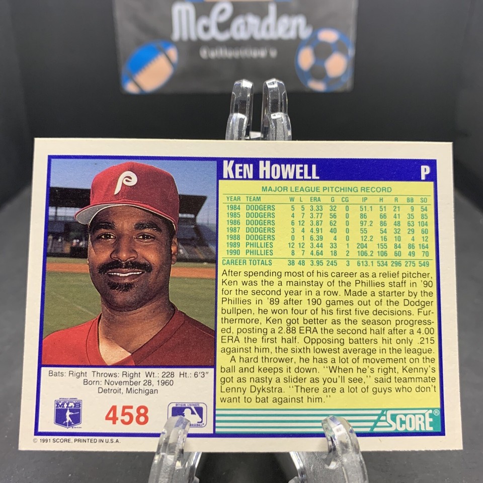 1991 Score Ken Howell #458 Philadelphia Phillies | eBay