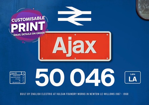 Class 50/40/55 Number and nameplate A3 poster | eBay UK