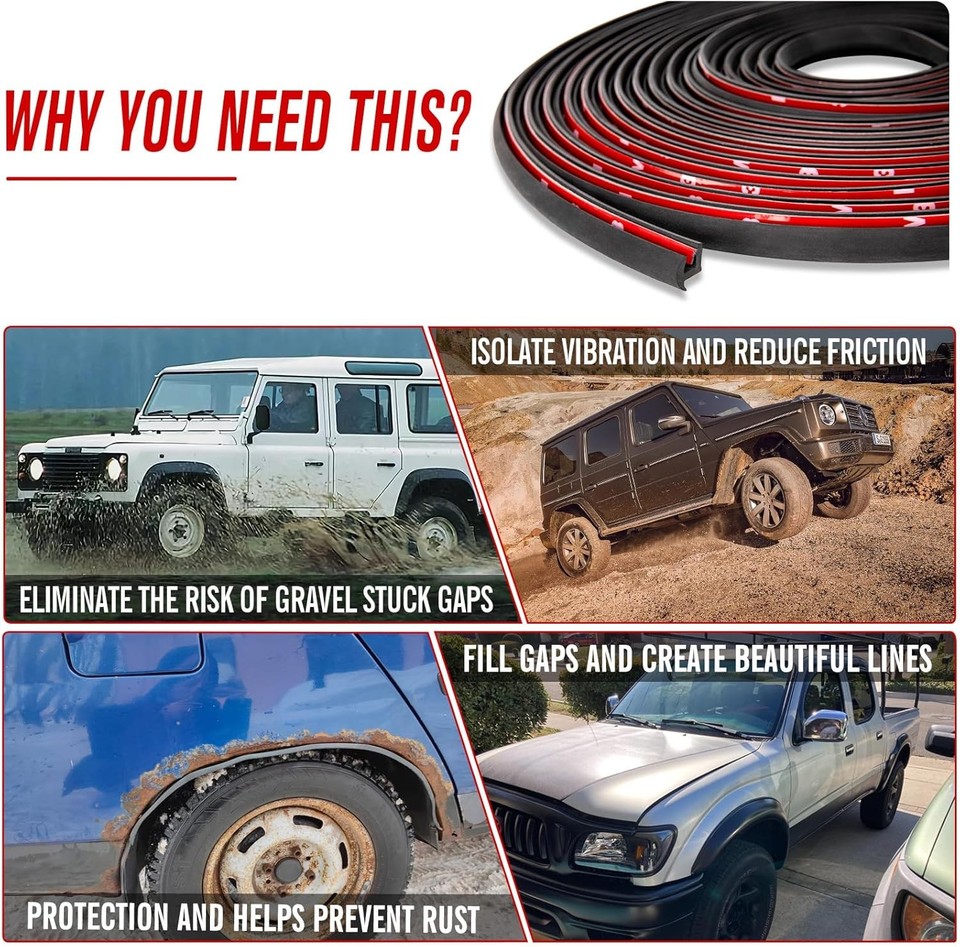 For Ford Super Duty Truck Wheel Fender Flares Edge Trim EPDM Rubber ...