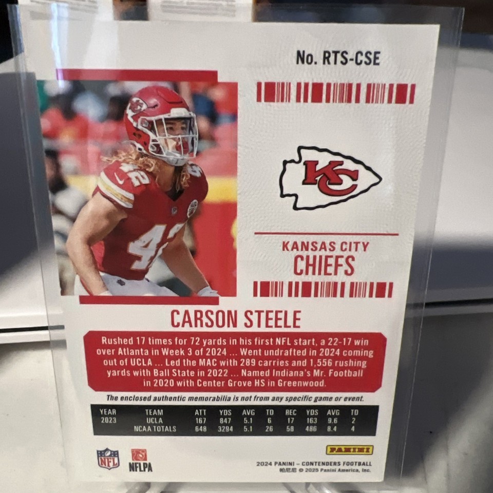2024 Panini Contenders Rookie Ticket Patch MEM Carson Steele RTS-CSE ...
