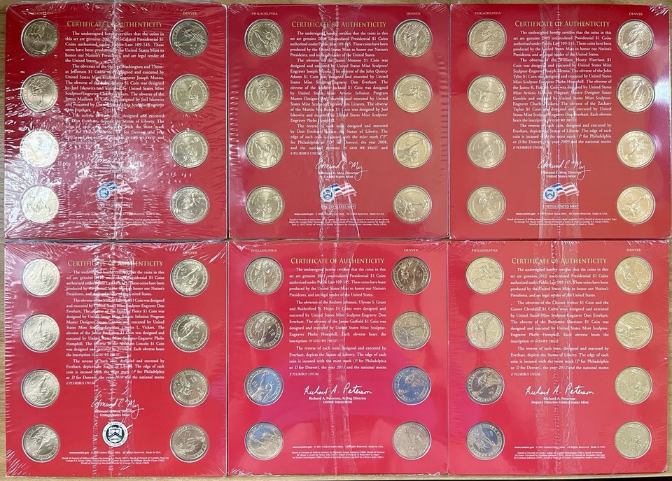 2007-2016 P D Sealed US Mint Presidential Dollar Uncirculated Coin ...