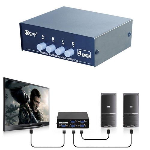 4 I/O Ports VGA SVGA Monitor Sharing Switch Box For LCD PC TV Screen | eBay