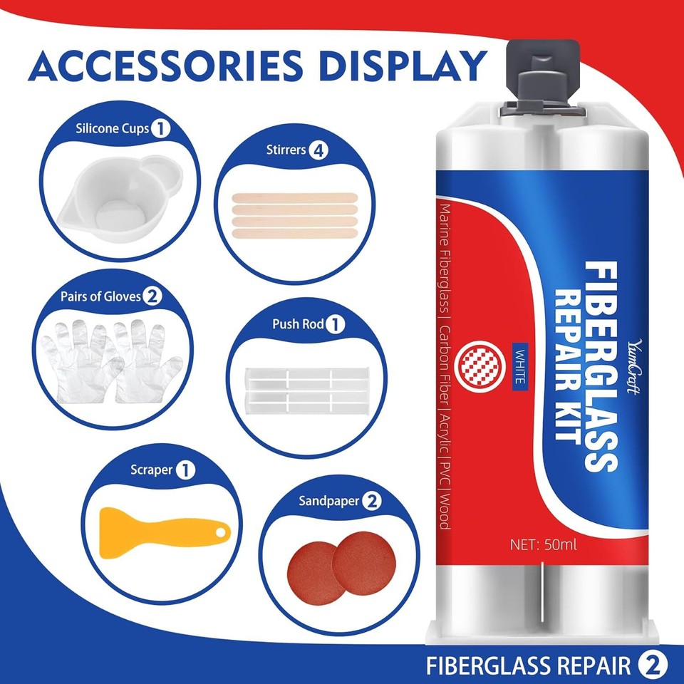 Marine Fiberglass Repair Kit 7.3oz Gel Coat Filler for Boats, Cracks ...