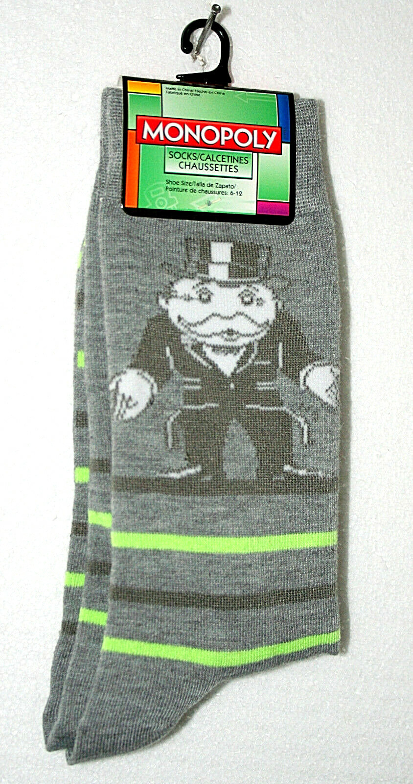 Unique Mr Monopoly Empty Pockets Game Hasbro New Pair Socks French ...