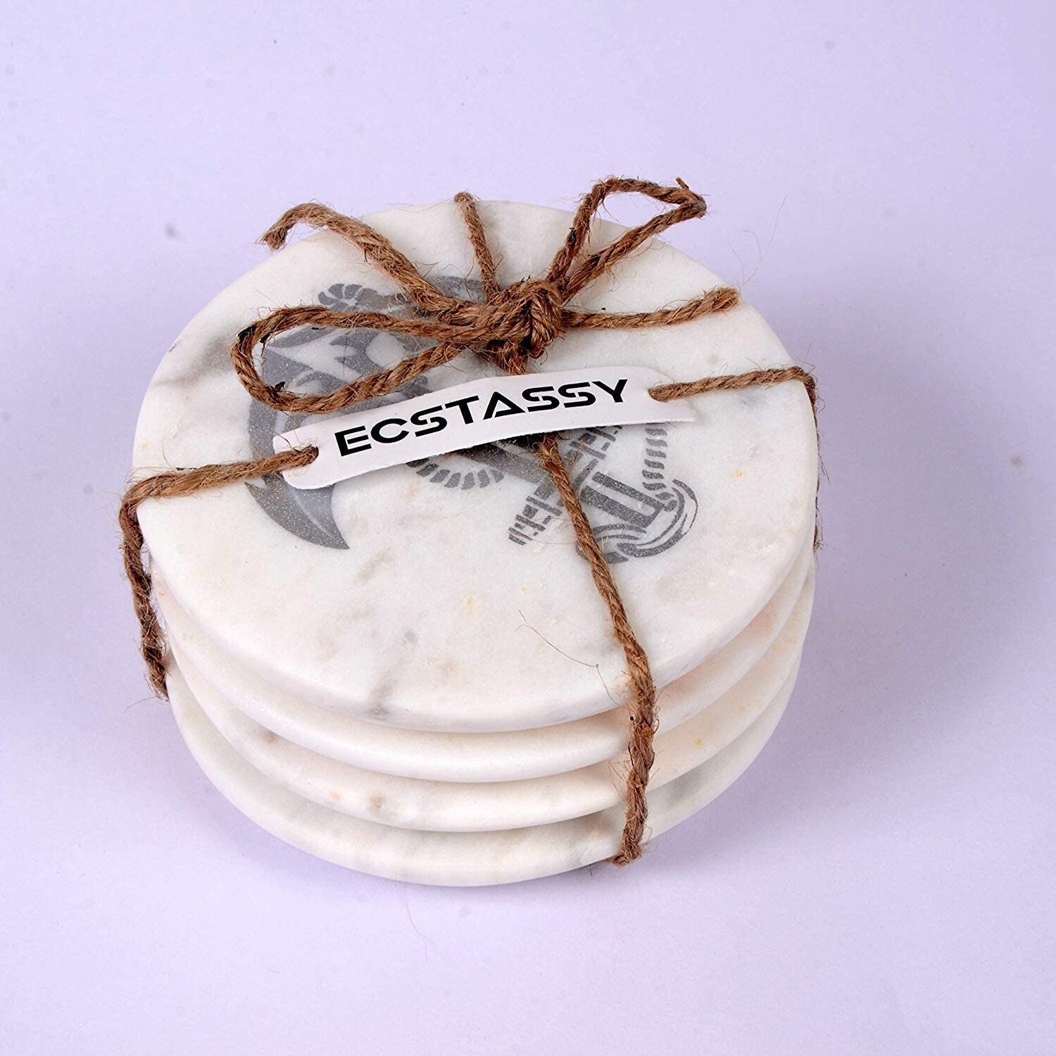 ECSTASSY Handmade Round Marble Stone Drink Coasters Kitchen Cup - Set ...