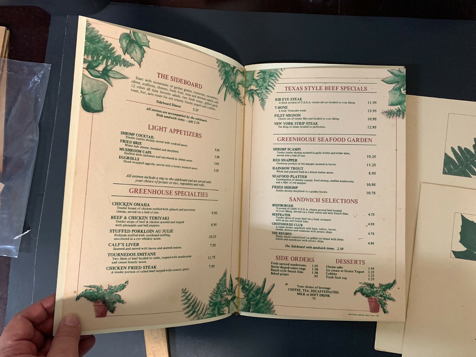 Vtg Restaurant Menu Lot The Greenhouse Restaurant Denton Dallas Forth ...