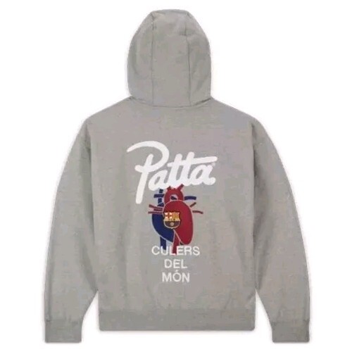 NEW Men's Size M Nike x Patta Grey Hoodie FCB FC Barcelona Heavyweight ...