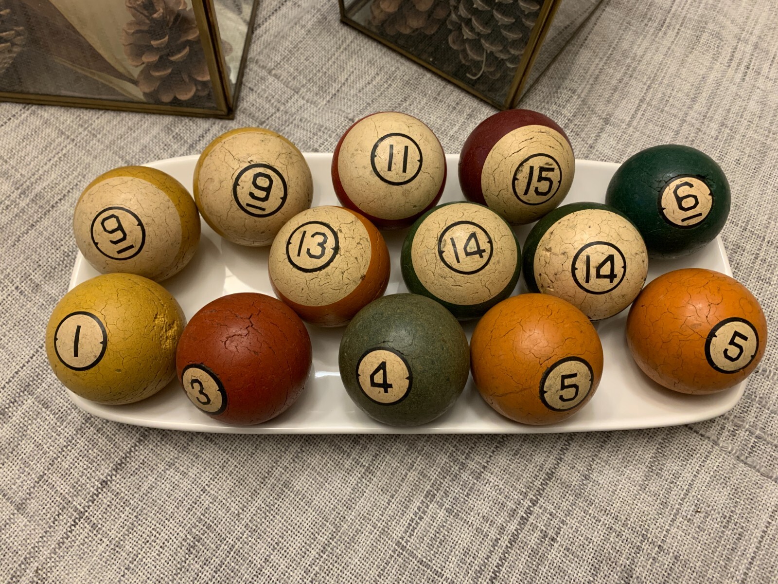 Lot of 13 Antique Clay Pool Billiard Balls Farmhouse Rustic Primitive ...