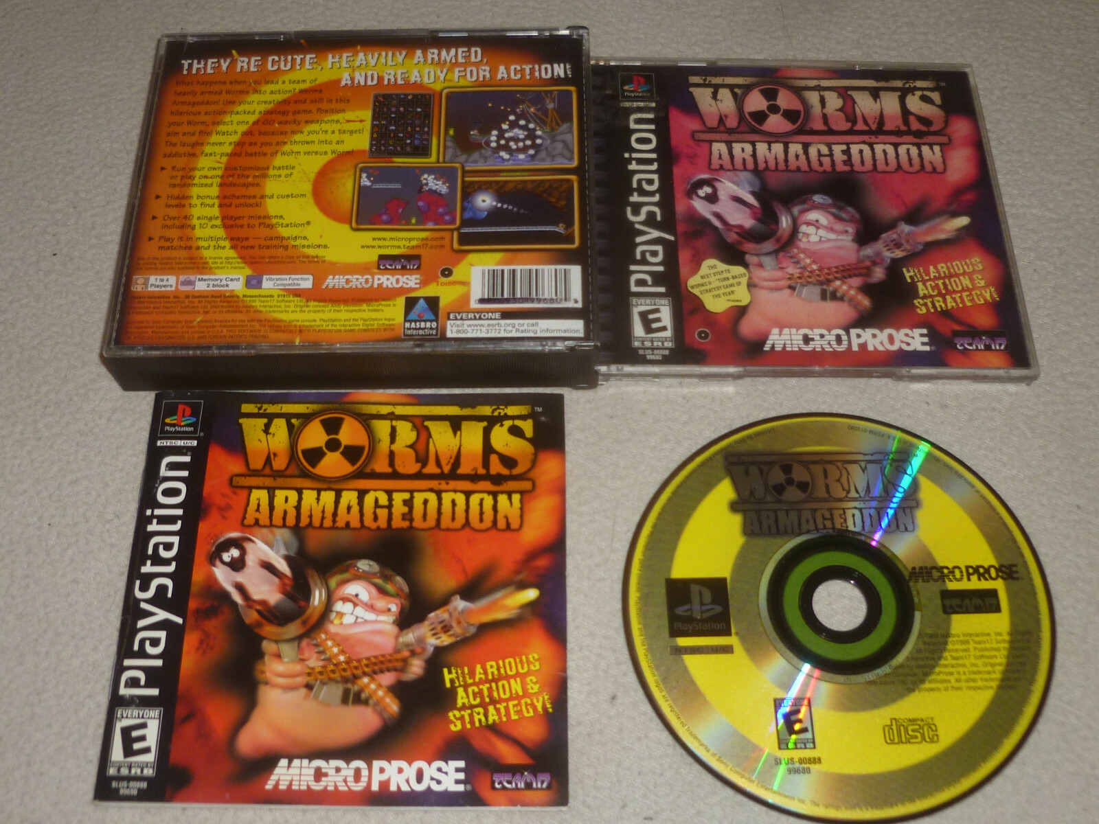PS1 PLAYSTATION GAME WORMS ARMAGEDDON W CASE & MANUAL COMPLETE ...