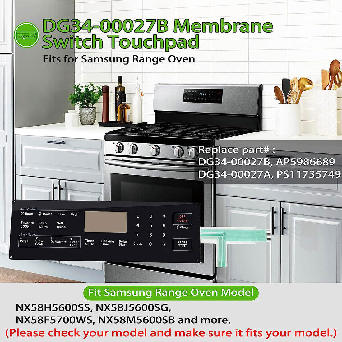 Range Touchpad Switch Membrane For Samsung NX58H5600SS NX58F5700WS ...