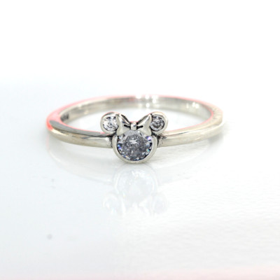 Pandora Sparkling CZ Disney Minnie Mouse Silver #190074C01 Ring Size 5 ...