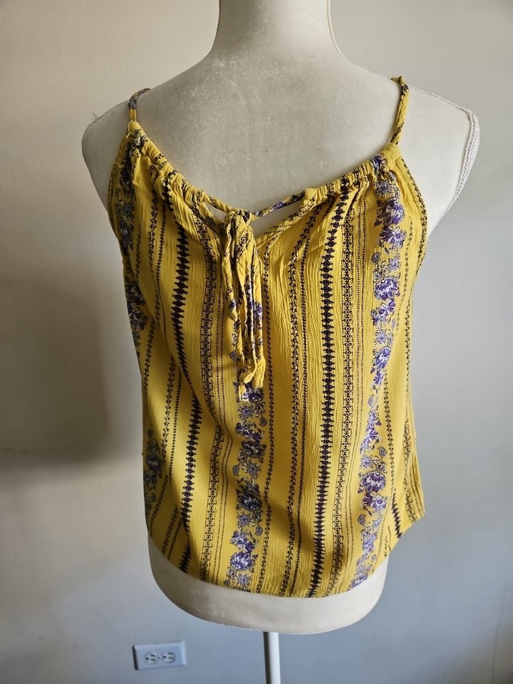 La Miel Women's Size Small Yellow Floral Print Tank Top | eBay UK