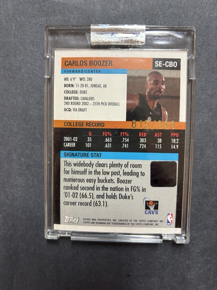 2002-03 Bowman Signature /999 Carlos Boozer #SE-CBO Rookie Auto RC | eBay