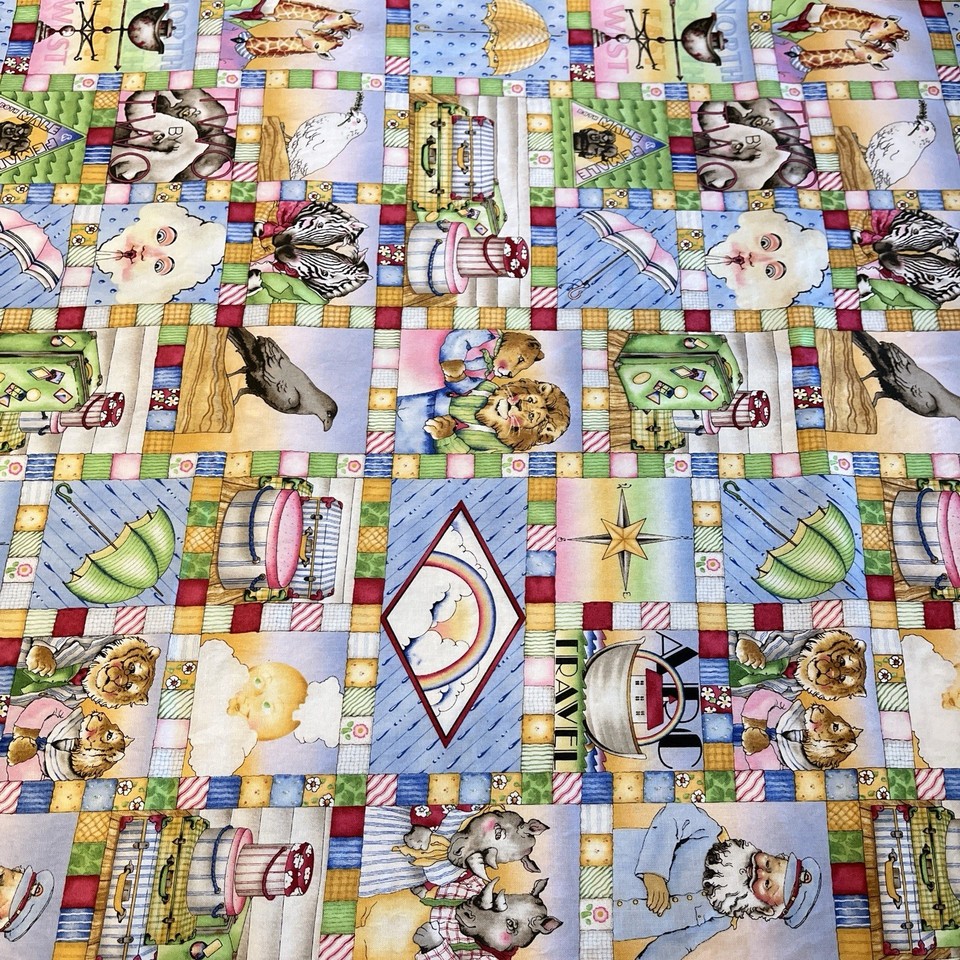 Good Ship Noah Colorful Block Cheater Animals J Wecker Frisch 1.1 Yards ...