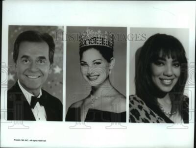 1993 Press Photo Dick Clark, Jamie Solinger, Arthel Neville, Miss Teen ...