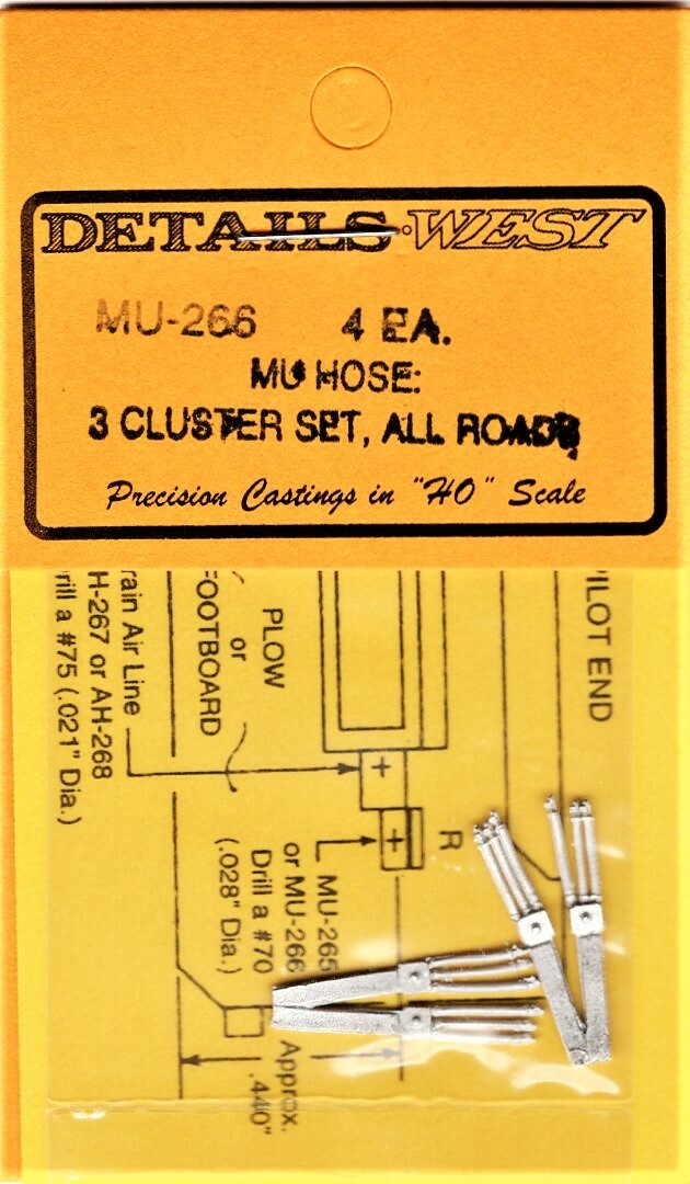 HO Scale Details West MU-266 MU Cables 3-Cluster, All Roads pkg (4) | eBay