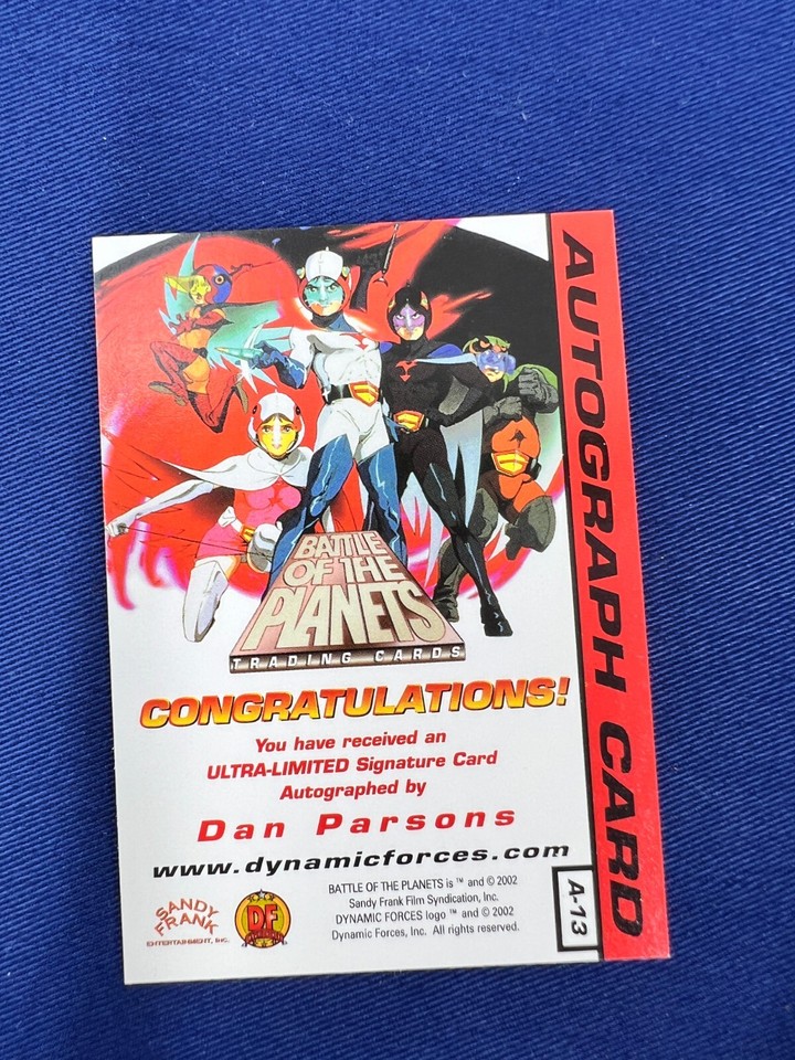 DAN PARSONS Battle of the Planets A-13 Signed Autograph Card Dynamic ...